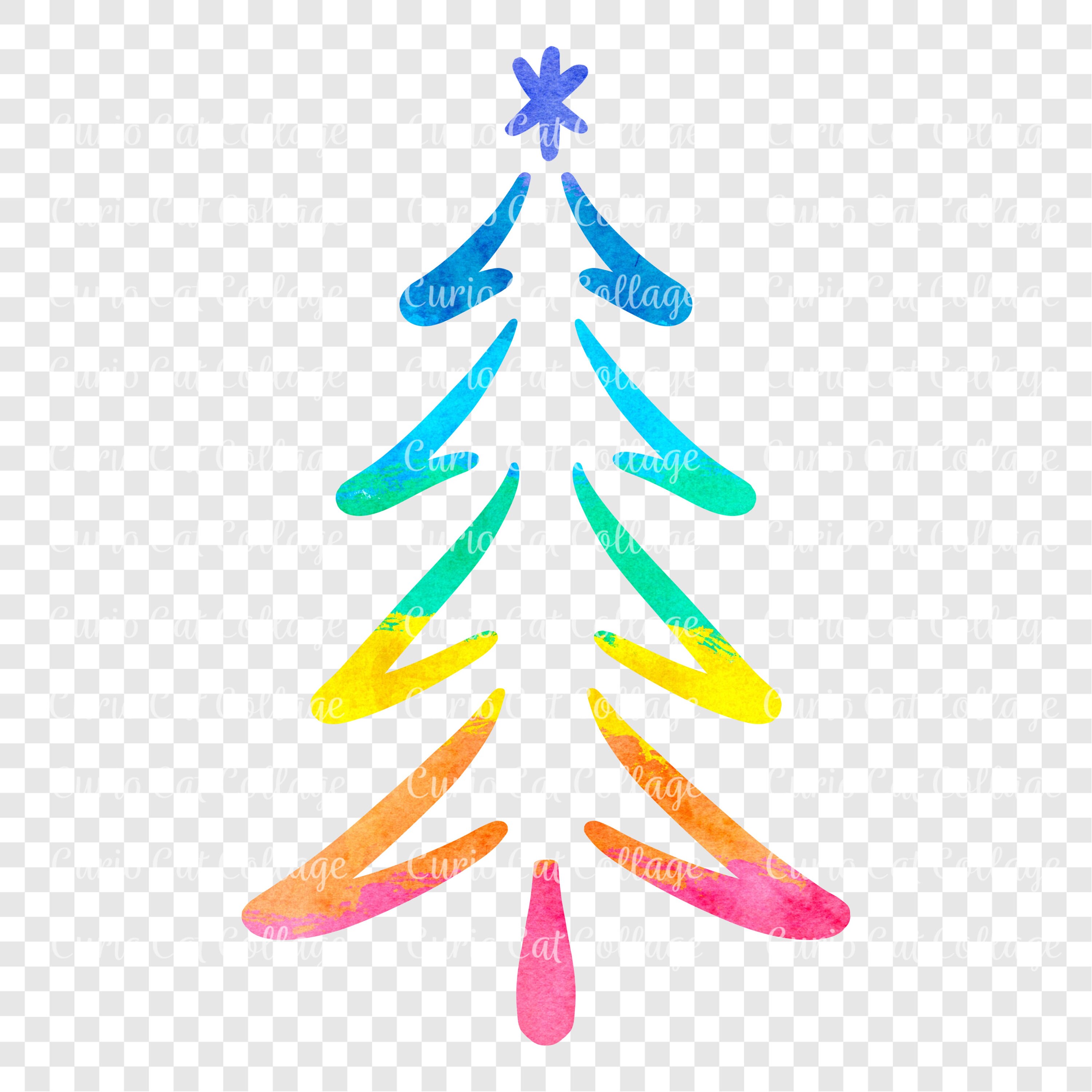 Rainbow Christmas Tree Clip Art Bright Rainbow Trees Sublimation 300 ...