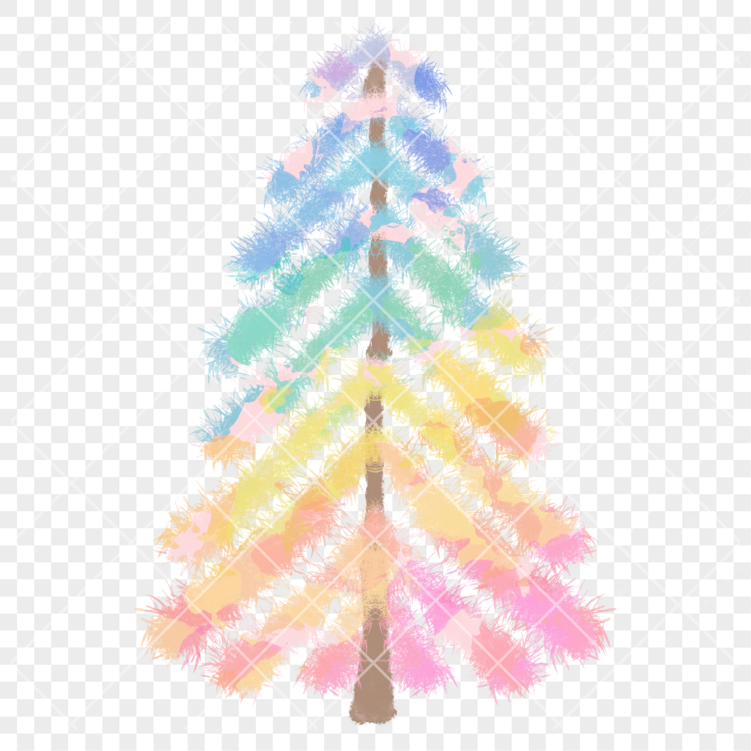 Pastel Trees Clip Art in Soft Rainbow Colors 300 DPI PNG With ...