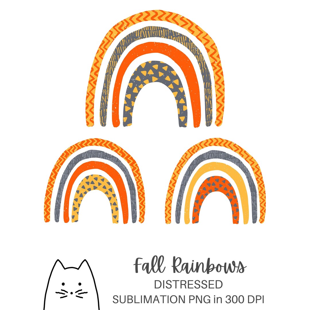 Modern Fall Rainbows Clip Art Sublimation Set 300 DPI PNG With ...