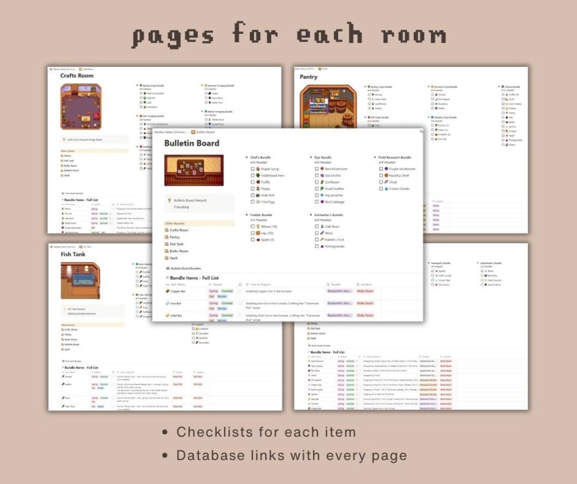 Stardew Valley Community Center Tracker | Notion Template (digital ...