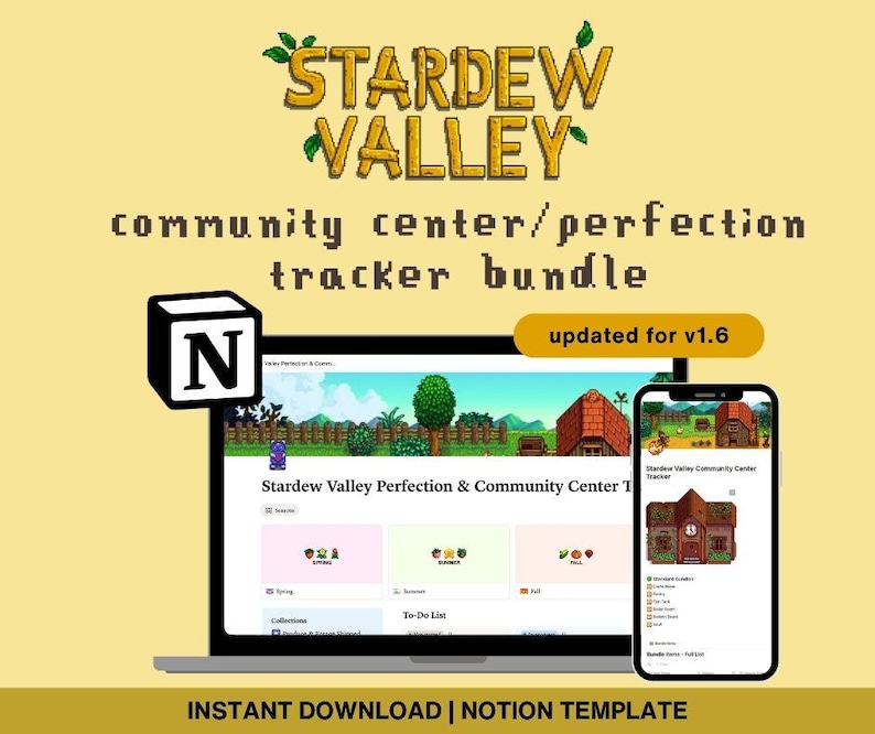 Stardew Valley Planner Bundle | Community Center + Perfection Tracker ...