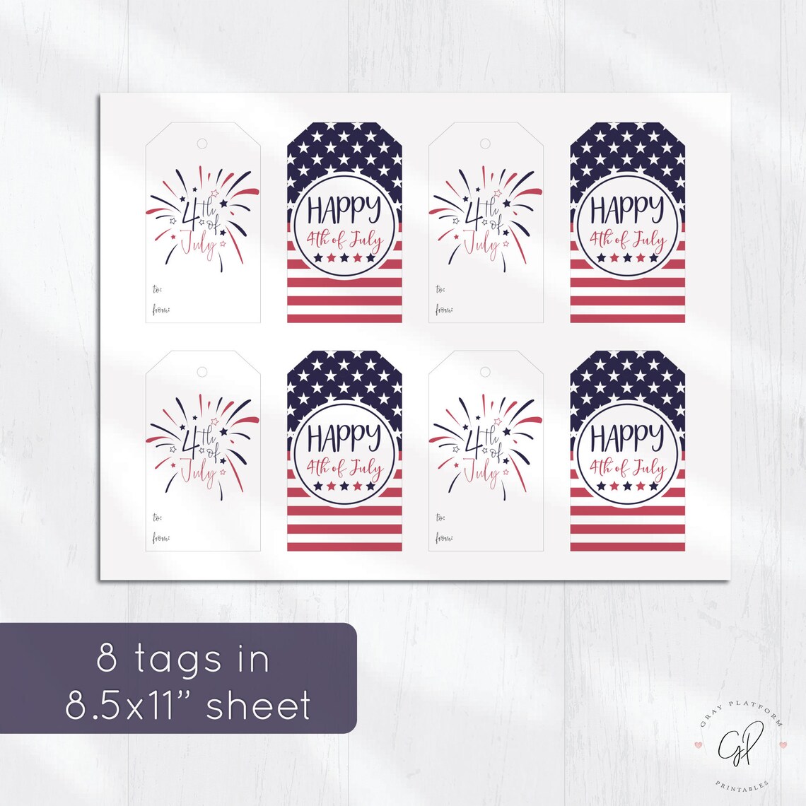 4th of July Tag Fourth of July Printable Gift Tags - Etsy