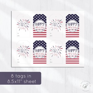 4th of July Tag, Fourth of July Printable Gift Tags, Independence Day ...