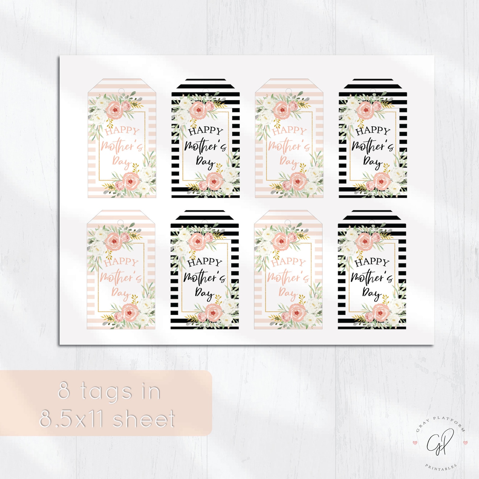 Happy Mother's Day Printable Tag Mothers Day Tag Gift Tag | Etsy