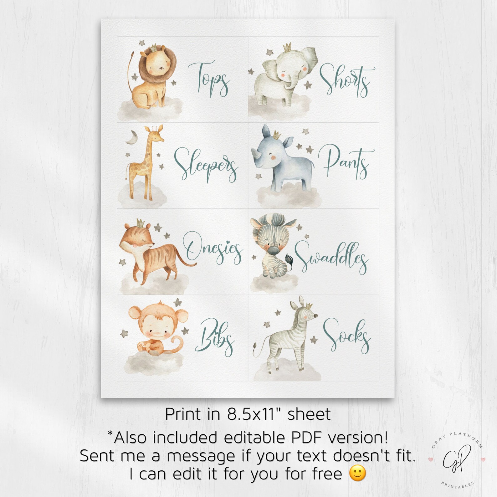 Drawer Labels Editable Baby Clothes Labels Closet Organizer - Etsy