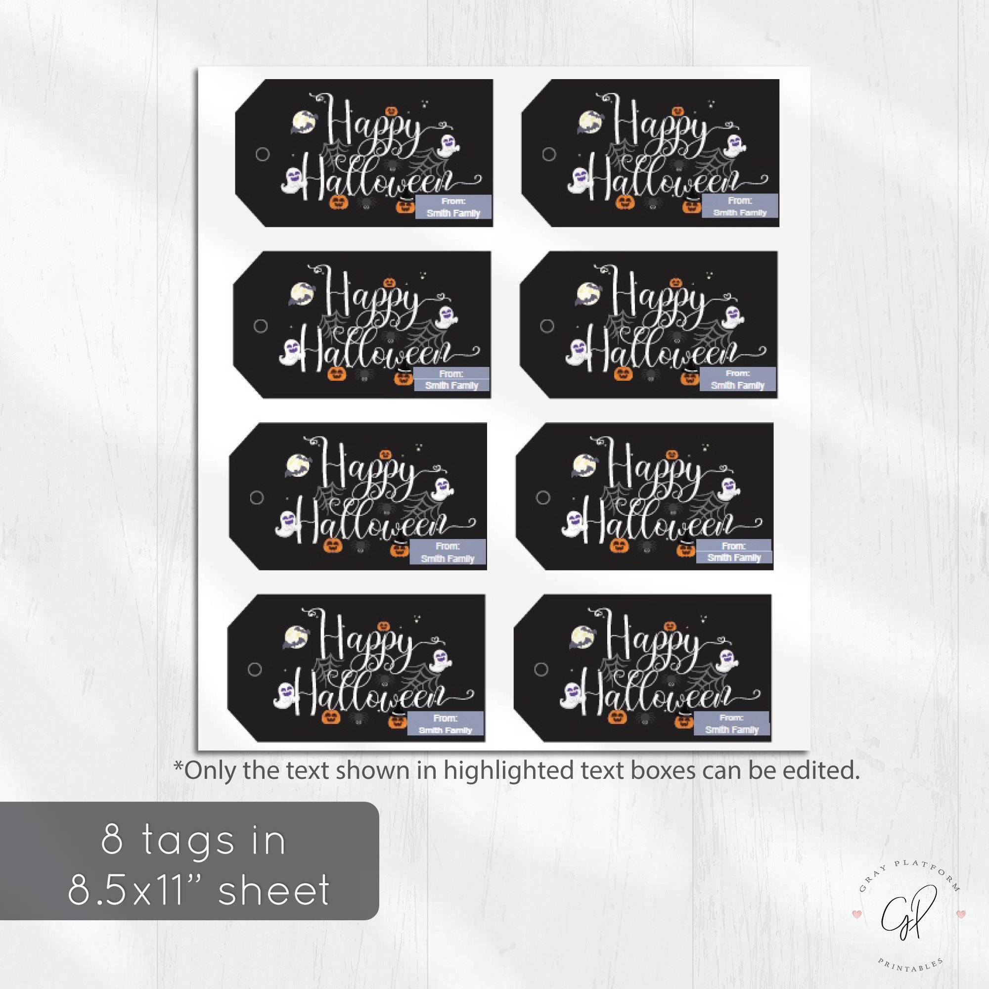 Halloween Printable Tag Happy Halloween Editable gift tag | Etsy