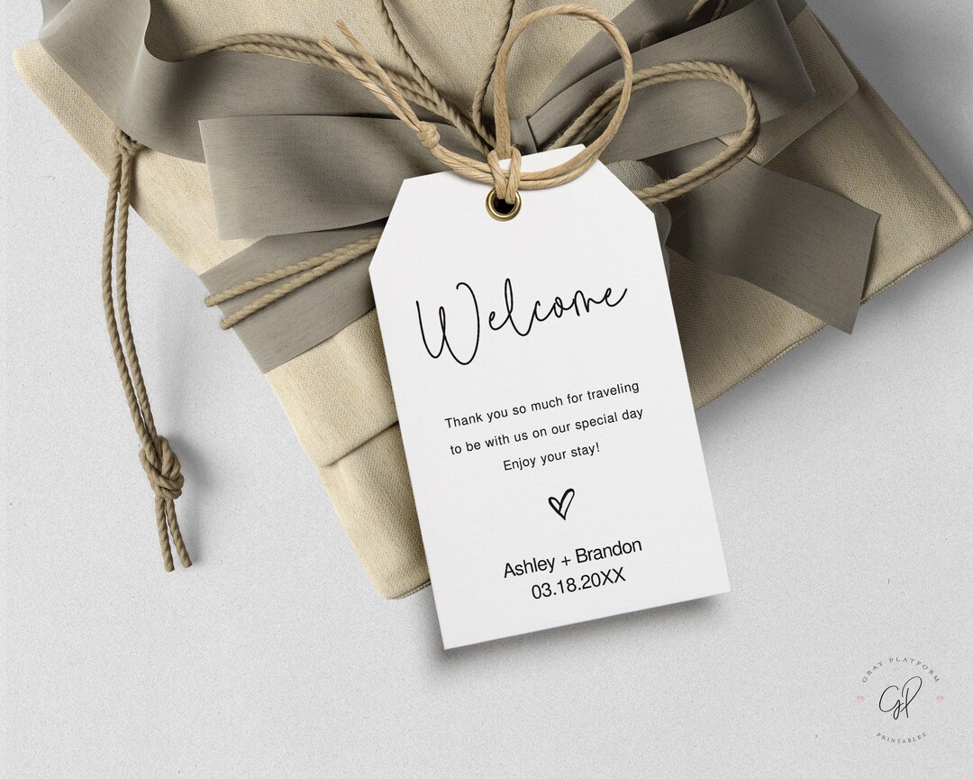 Welcome Tags Printable Gift Tags, Welcome Hotel Tag for Guest ...