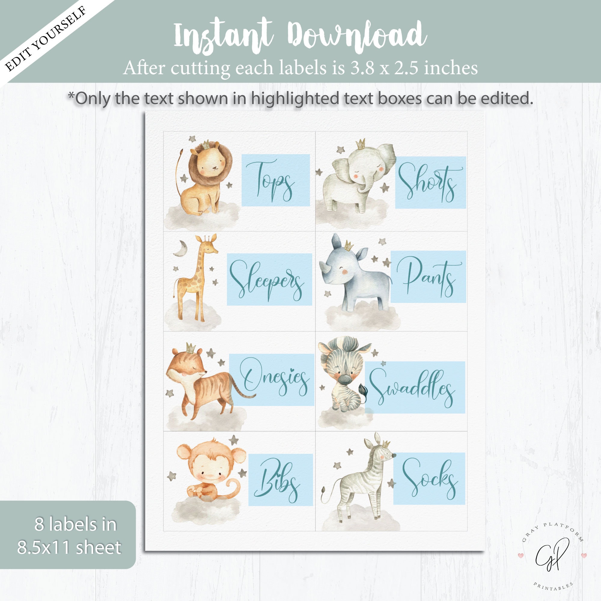 Drawer Labels Editable Baby Clothes Labels Closet Organizer - Etsy