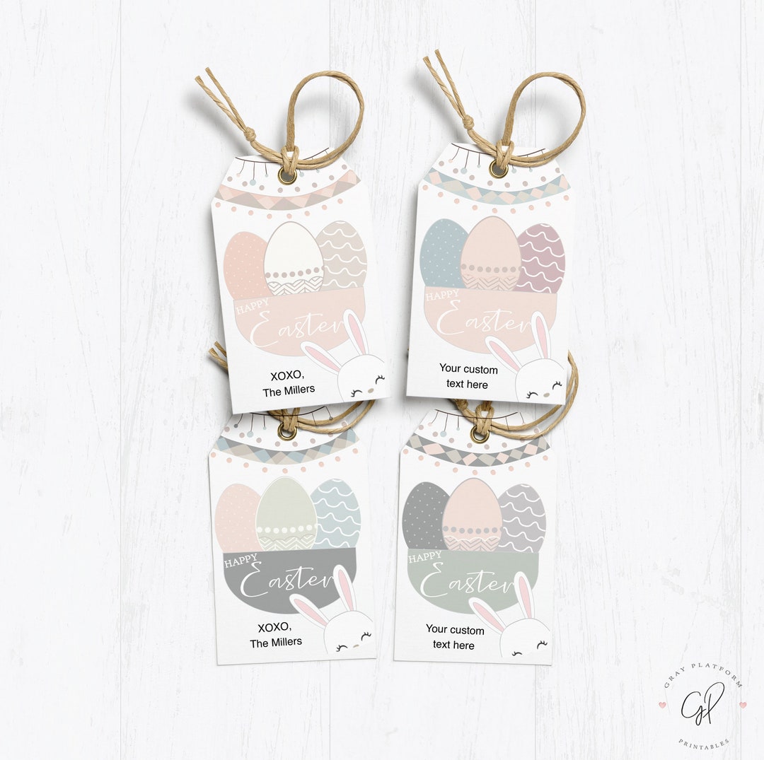 Editable Happy Easter Tags, Printable Tag, Easter Gift Tags Instant ...