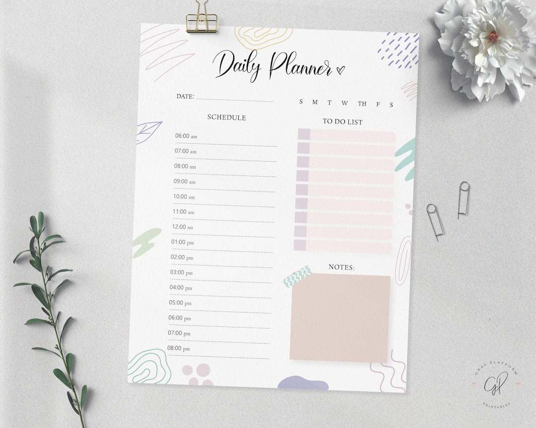 Daily Planner, Schedule Organizer, School, Work, Planner Pages, PDF ...