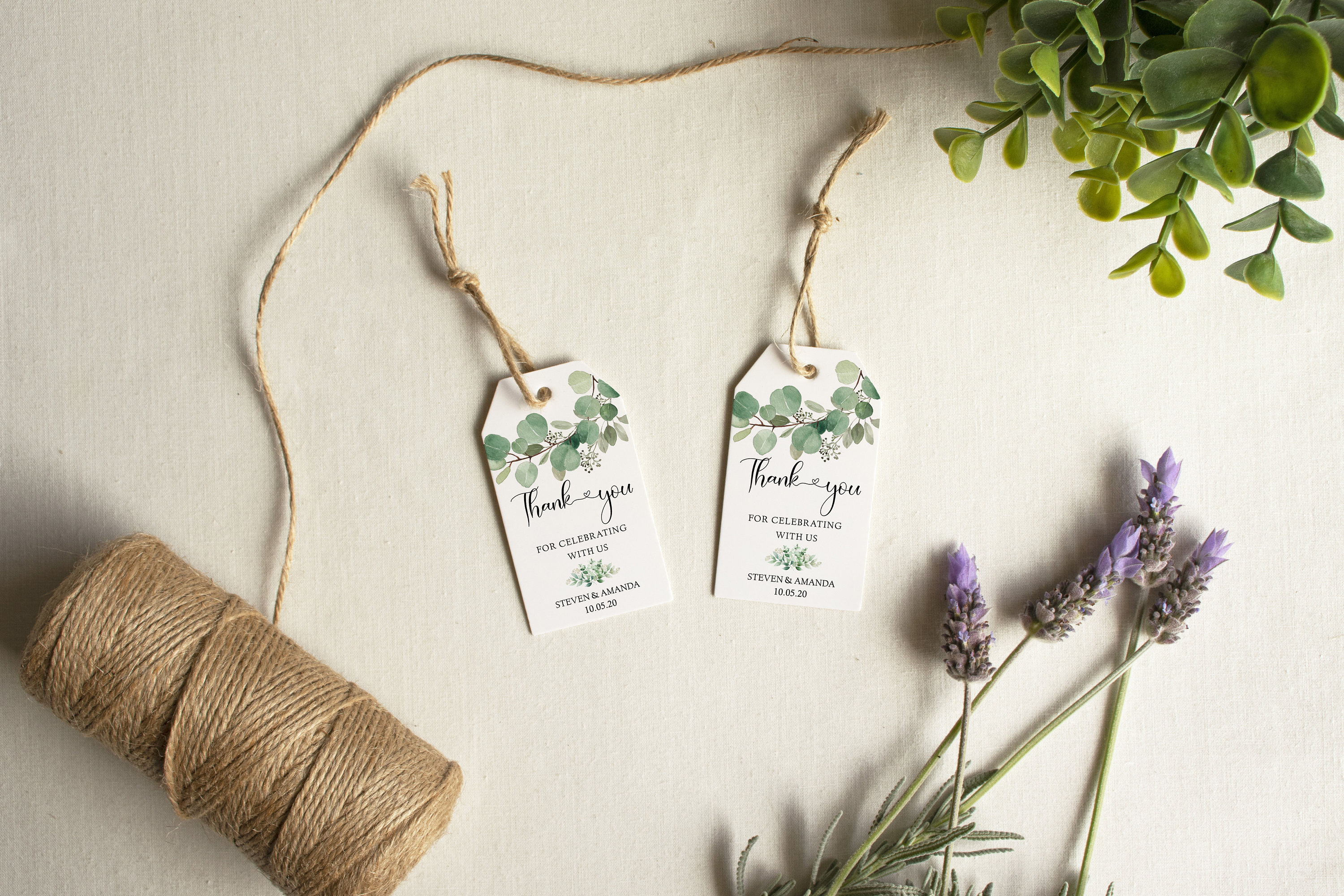 Thank You Tags Printable Gift Tags Greenery Wedding Favor - Etsy