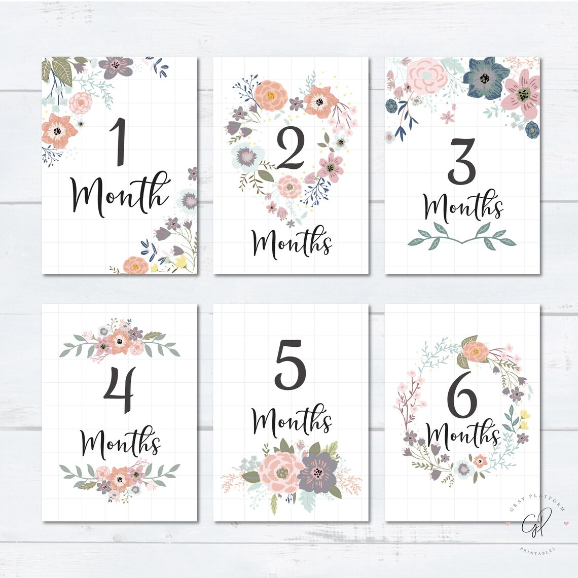 Baby Monthly Milestone for Baby Girl Printable Baby Month Card - Etsy