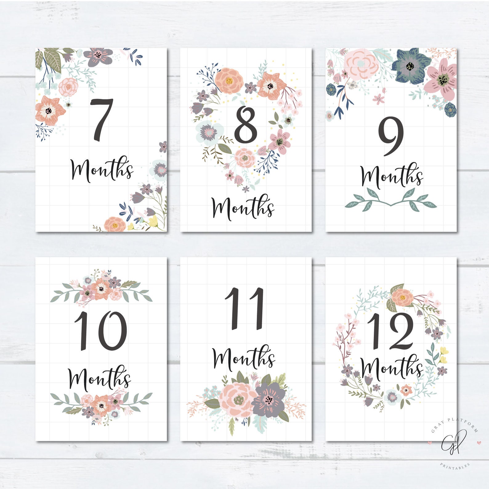 Baby Monthly Milestone for Baby Girl Printable Baby Month Card - Etsy