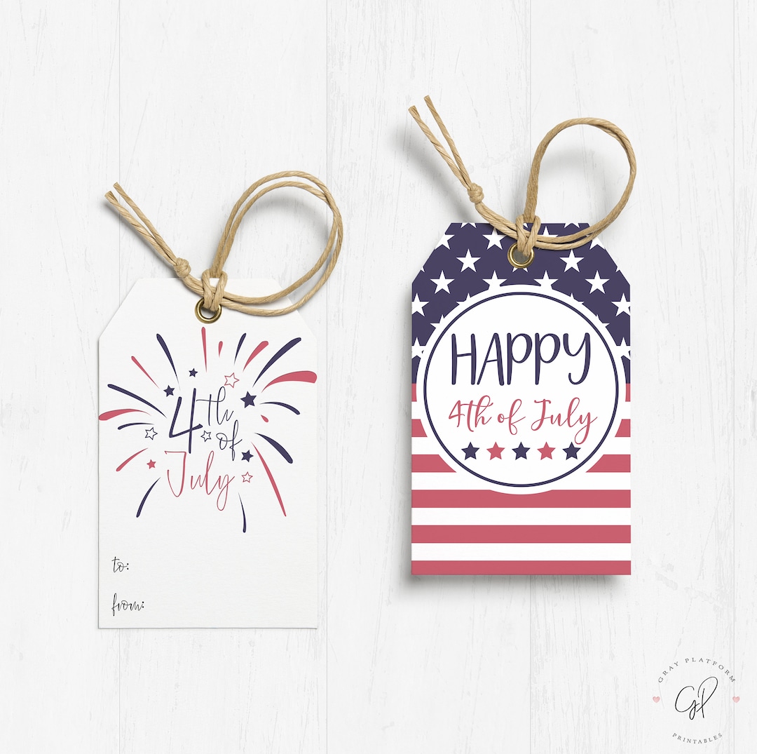 4th of July Tag, Fourth of July Printable Gift Tags, Independence Day ...