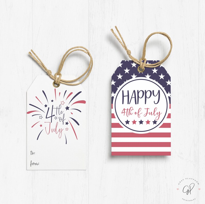 4th of July Tag Fourth of July Printable Gift Tags - Etsy