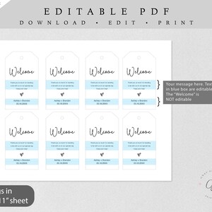 Welcome Tags Printable Gift Tags, Welcome Hotel Tag for Guest ...