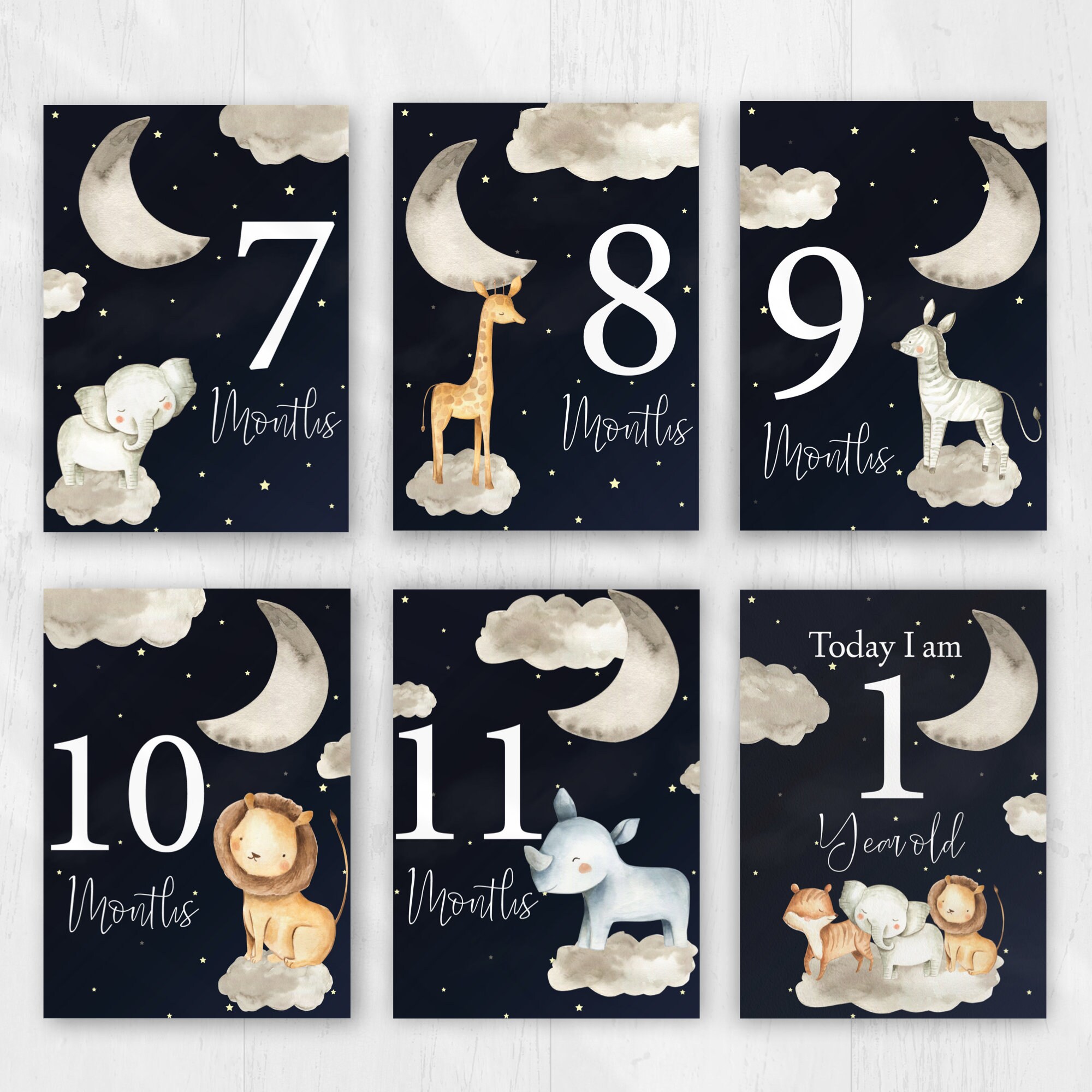 Baby Monthly Milestone Card Printable Weekly Moon Stars - Etsy