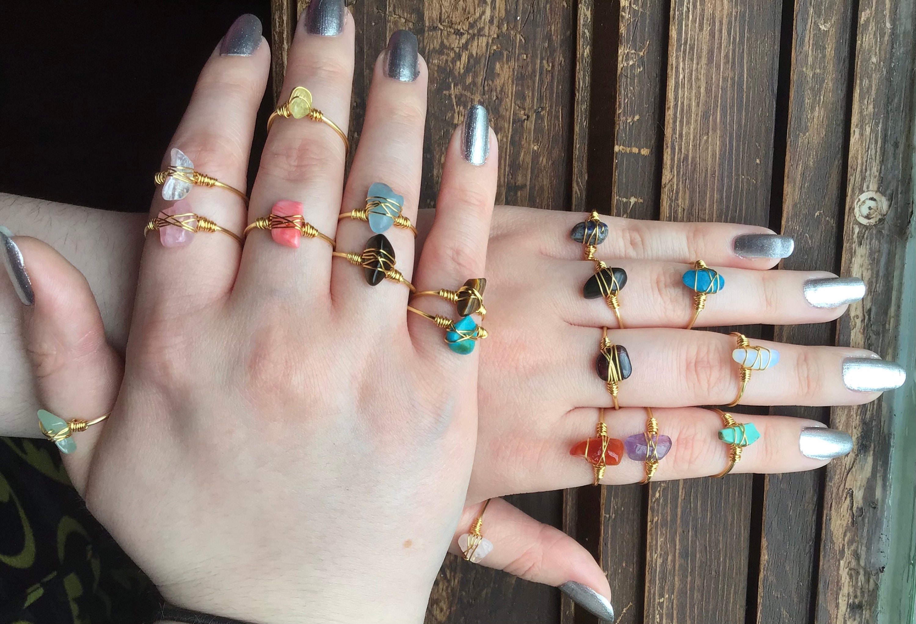 Raw Crystal Ring Gemstone Ring Wire Wrapped Crystal Rings - Etsy