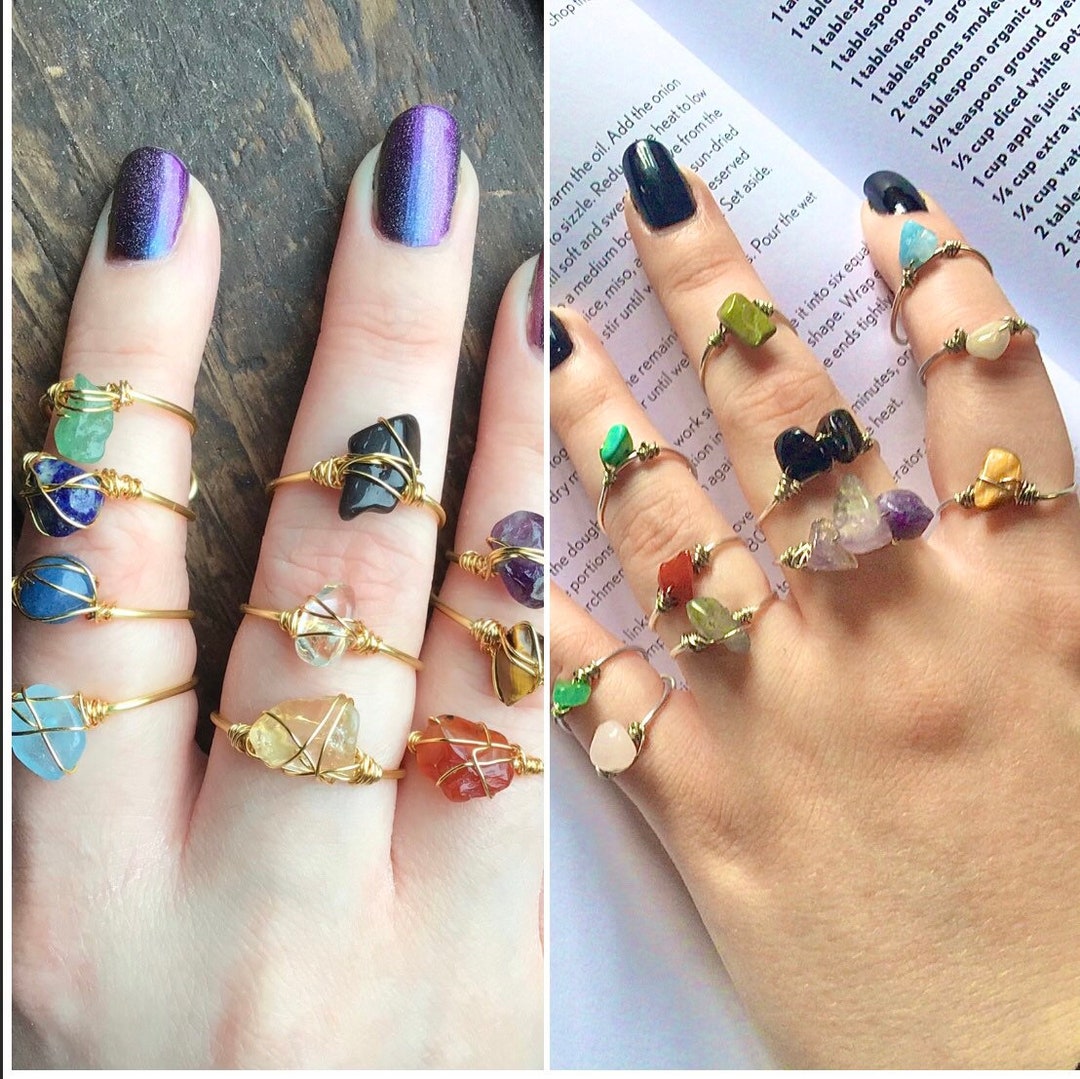 Genuine Gemstone Rings, Genuine Crystals, Natural Crystals, Wire ...