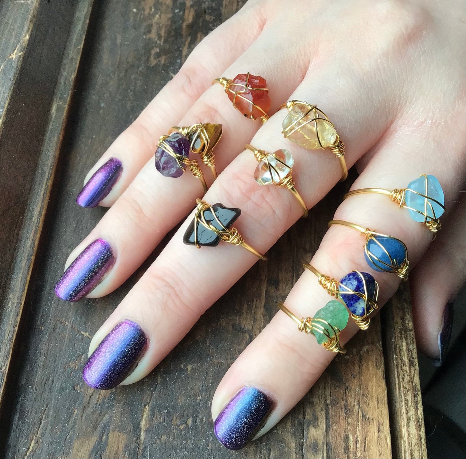 Genuine Gemstone Rings Genuine Crystals Natural Crystals - Etsy