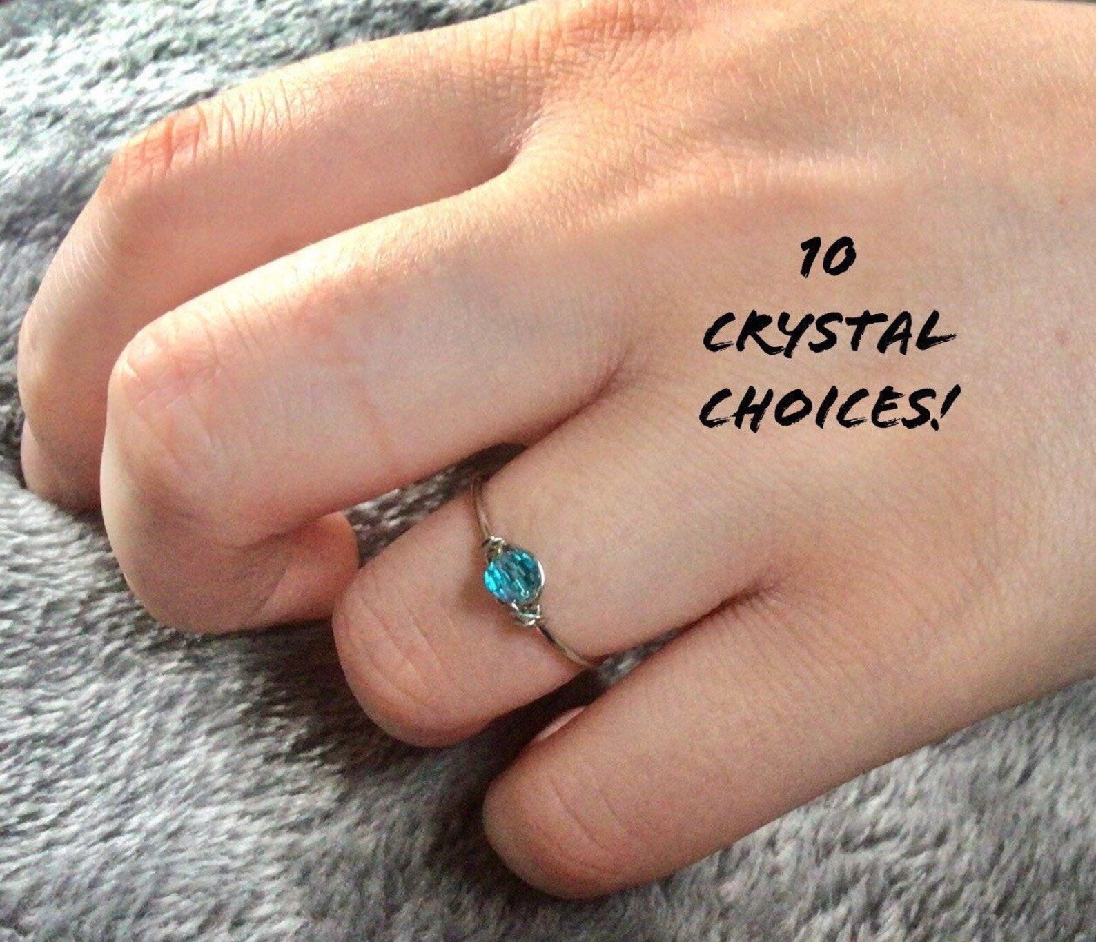 Crystal Rings Set Wire Wrapped Rings Crystal Midi Rings - Etsy