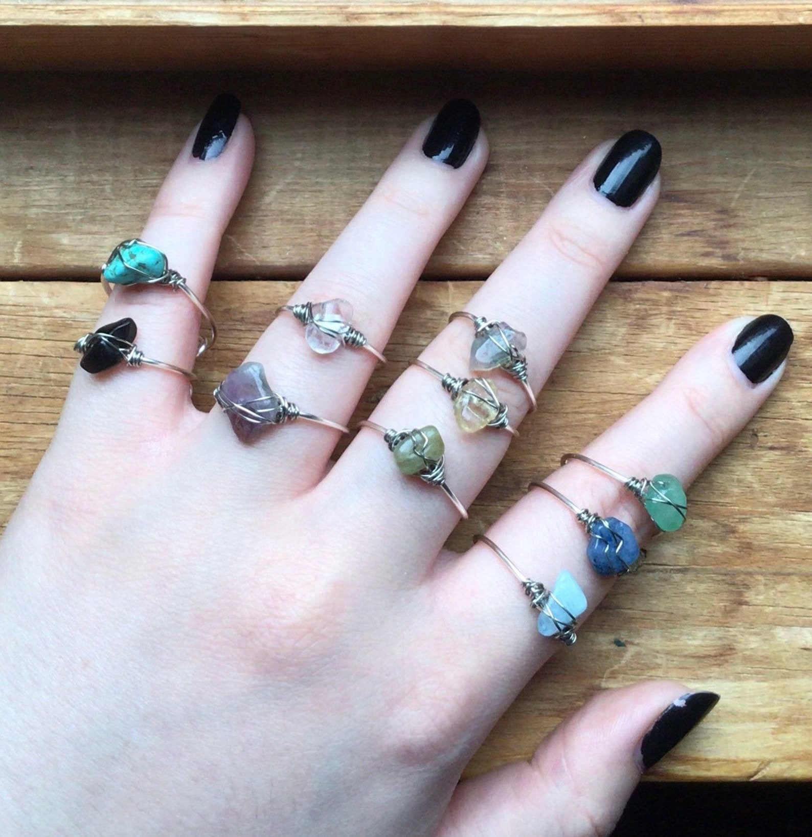 Genuine Gemstone Rings Genuine Crystals Natural Crystals | Etsy