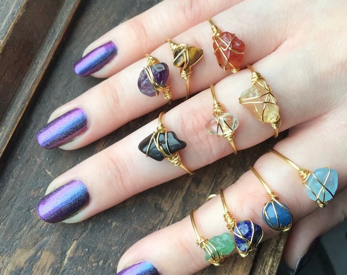 Genuine Gemstone Rings Genuine Crystals Natural Crystals | Etsy