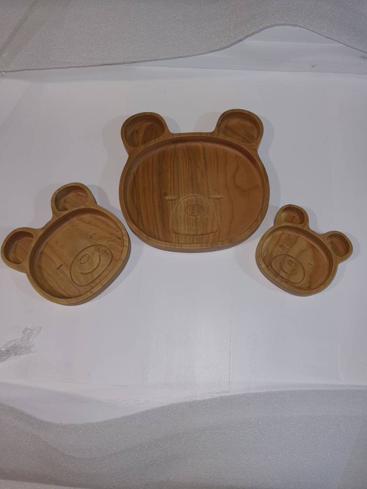 Bear Kids Plate Wooden Plate - Etsy