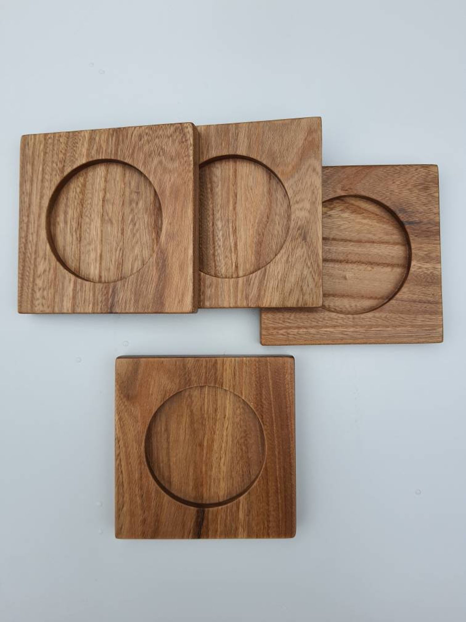 Square Wooden Coasters Elm Hard Wood Glass Coaster Set of 4 - Etsy UK