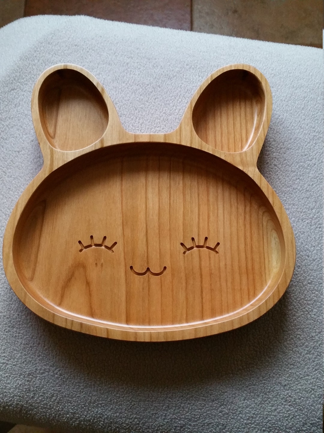 Wooden Rabbit Kids Plate, Wooden Bunny Plate - Etsy