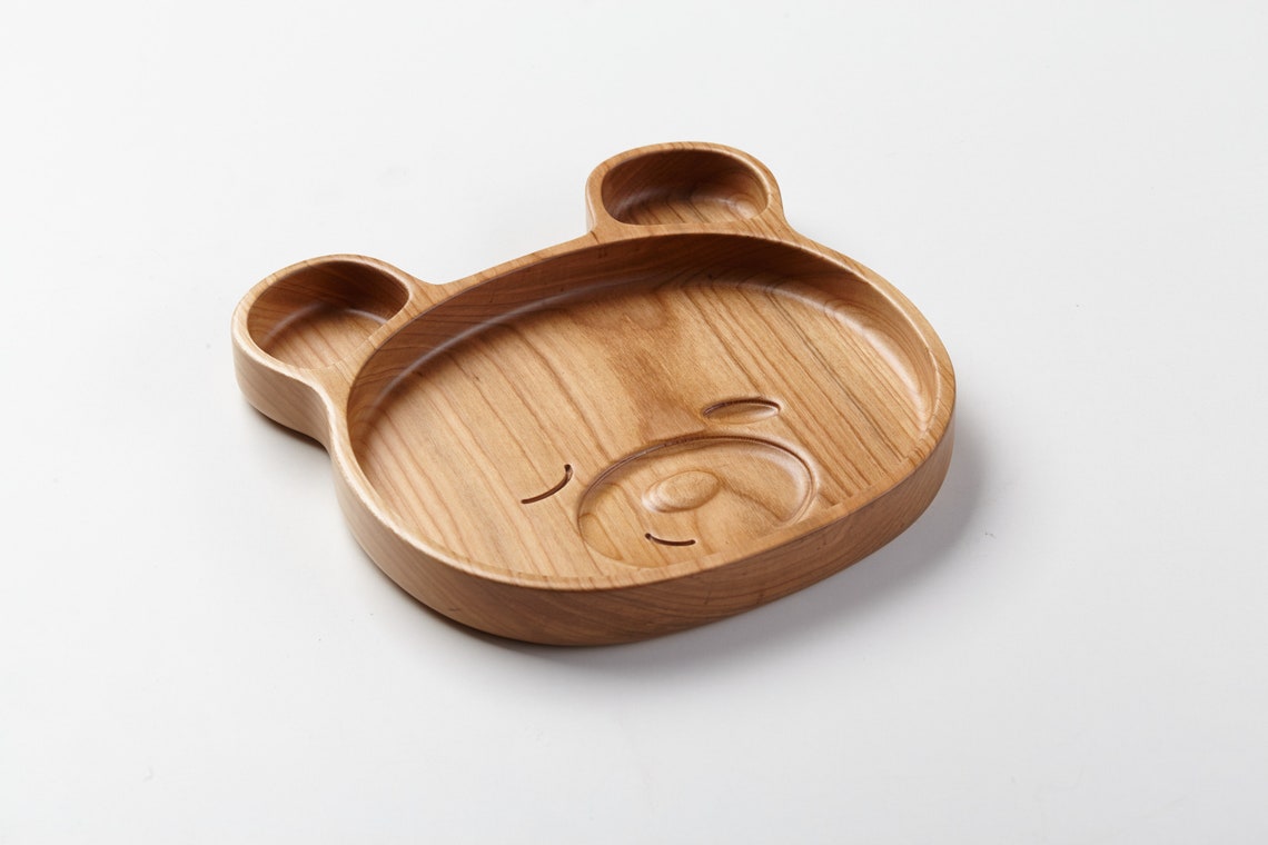 Bear Kids Plate Wooden Plate - Etsy