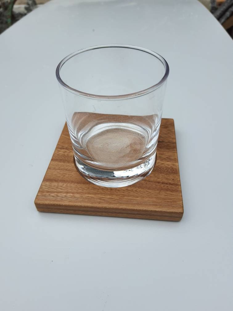 Square Wooden Coasters Elm Hard Wood Glass Coaster Set of 4 - Etsy UK