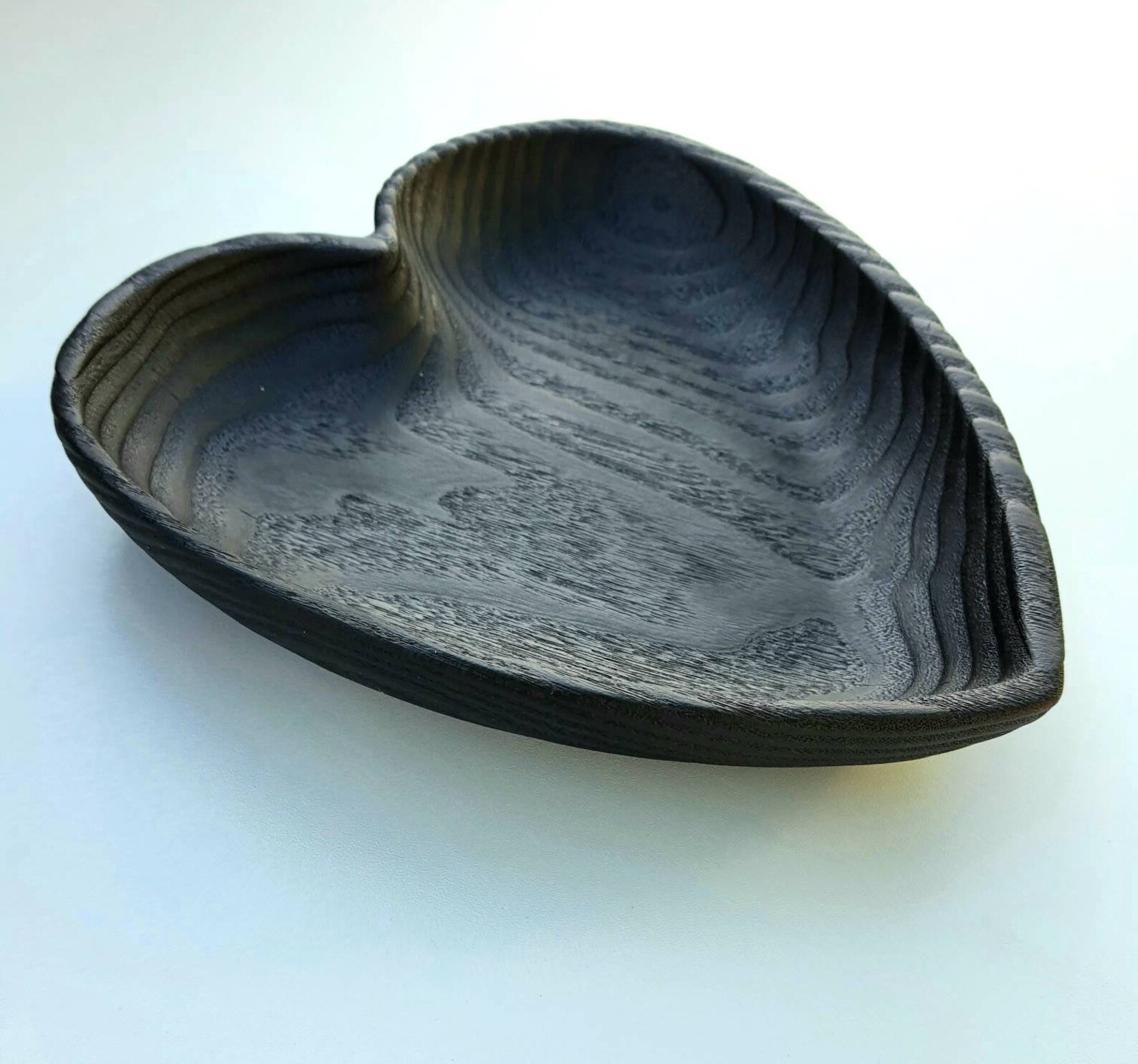 Charred Wood Plate Heart-shaped Black Wooden Bowl Yakisugi | Etsy