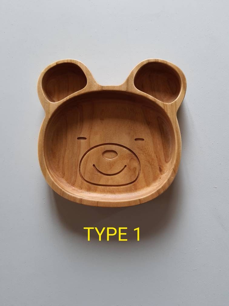 Bear Kids Plate Wooden Plate - Etsy