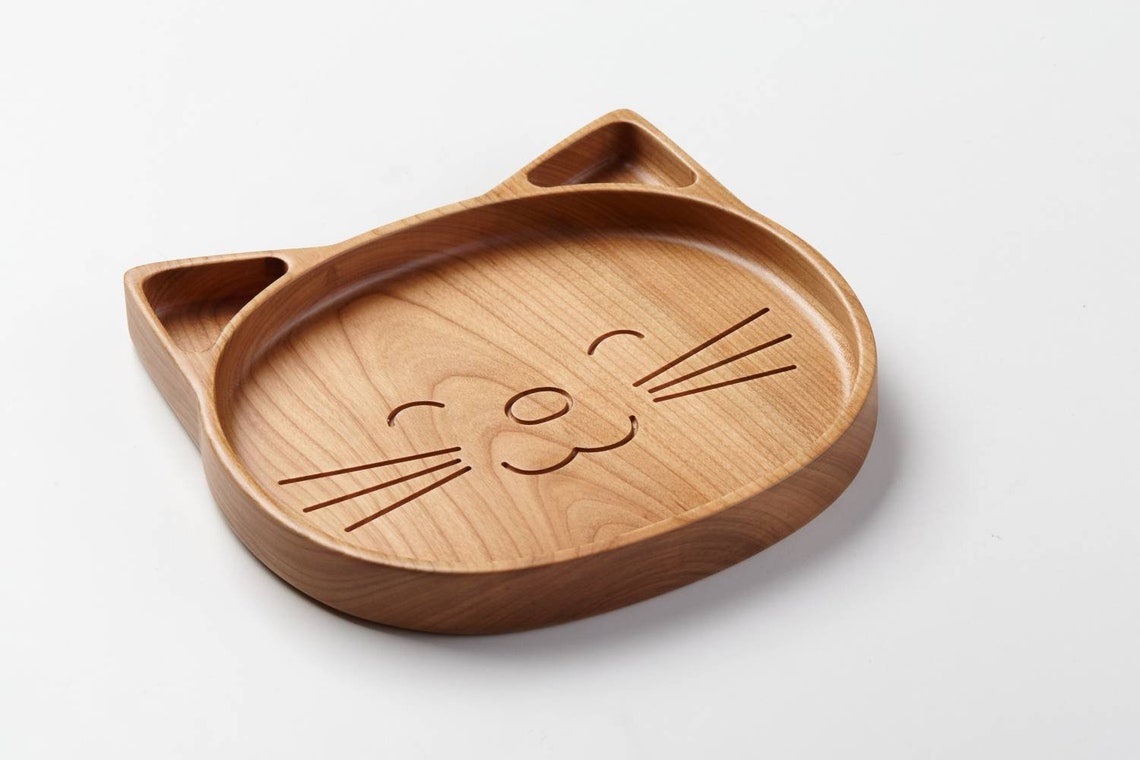 Kid's Cat Wooden Plate - Etsy