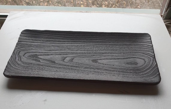 Black wood serving tray store