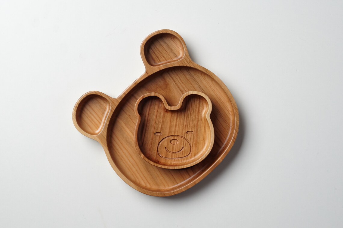 Bear Kids Plate Wooden Plate - Etsy