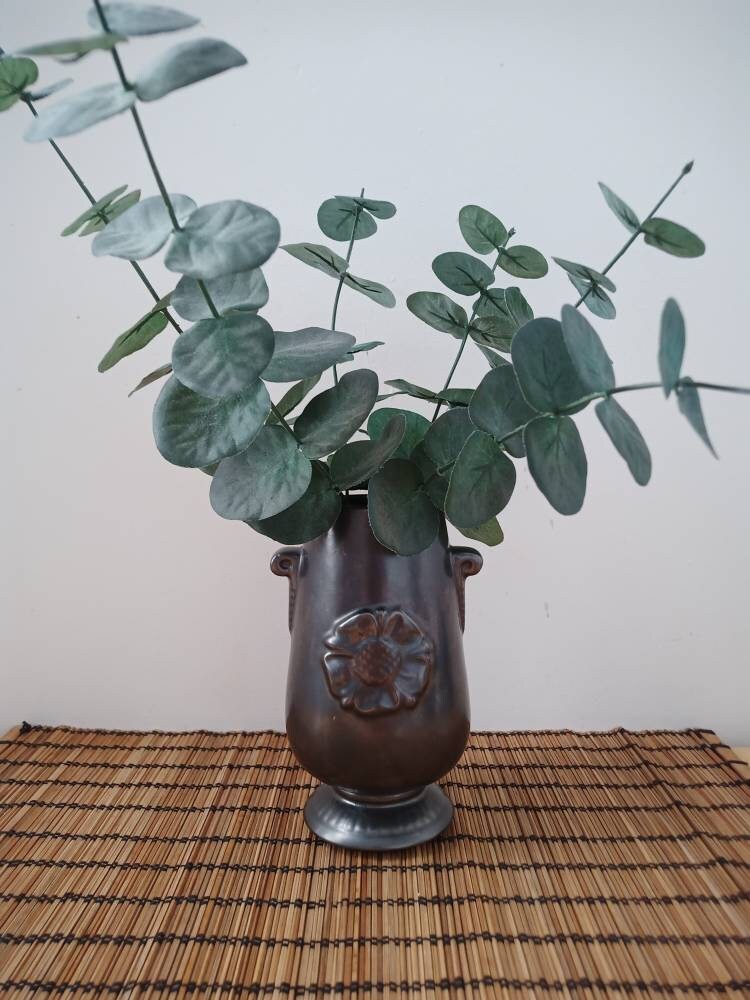 Vintage Prinknash Pewter Effect Pottery Vase With Tudor Rose Pattern - Etsy