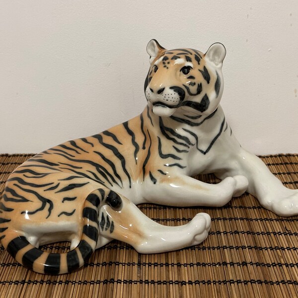 Porcelain Tiger Figurine - Etsy