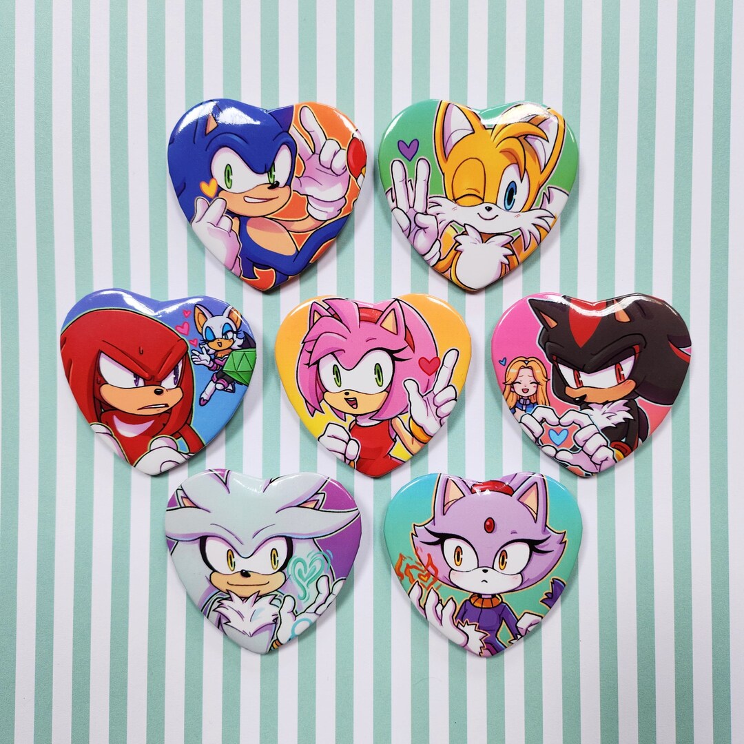 Sonic Inspired Heart Badges / Pins (2.25 Inch) - Etsy