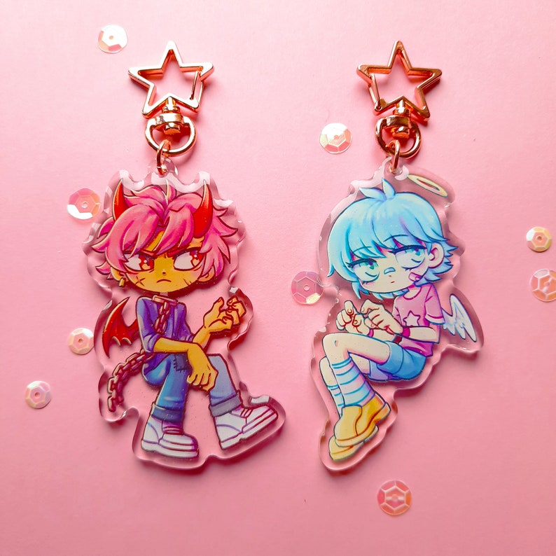 Demon Angel Oc Acrylic Glitter Charm / Keychain 3 Inch - Etsy