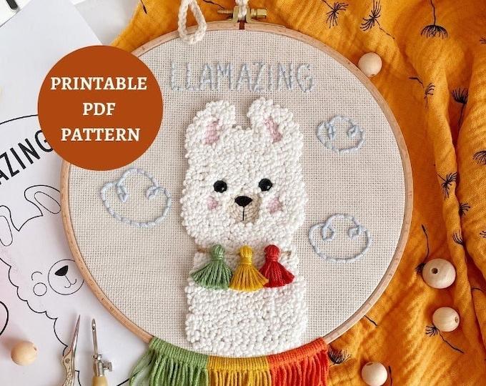 Punch Needle Pattern Panda Wall Hanging Tutorial Diy Nursery - Etsy