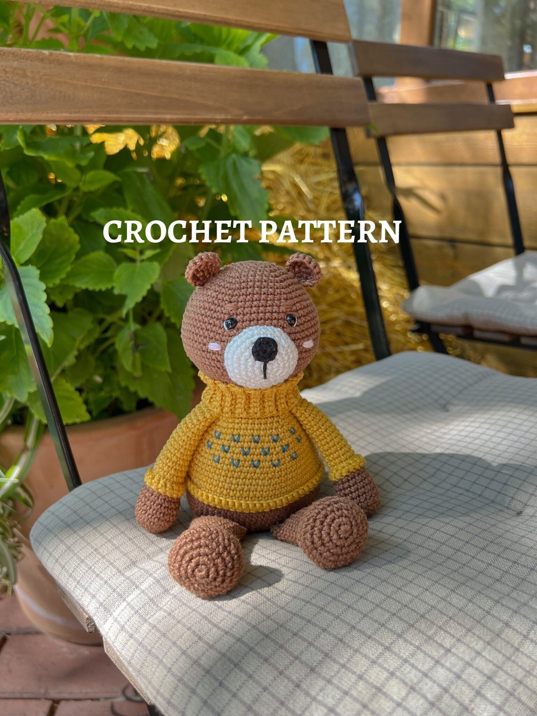 Crochet Teddy Bear Pdf Pattern, Amigurumi Toy Tutorial, Diy Stuffed ...