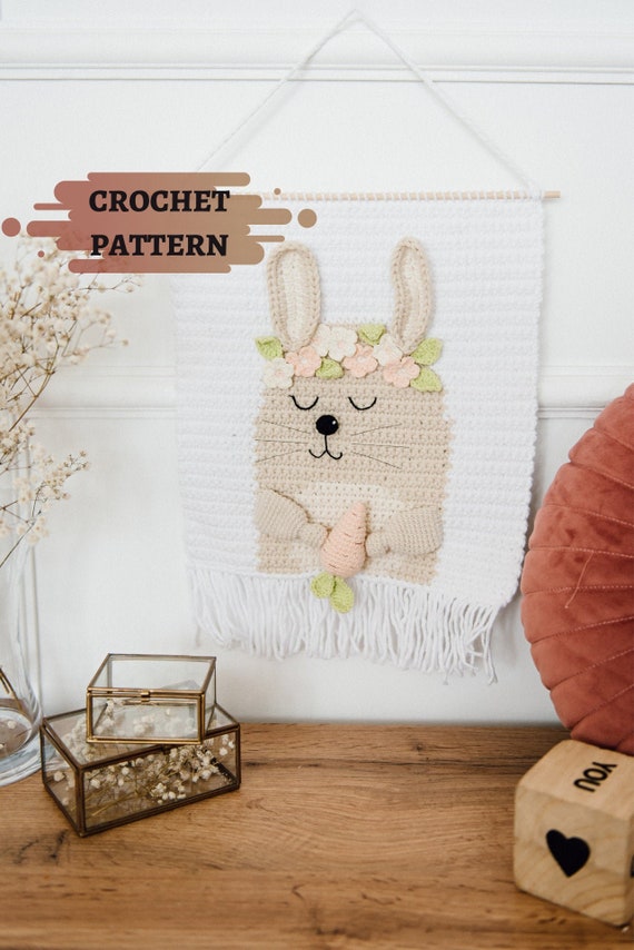 Wall hanging bunny crochet pattern Nursery rabbit wall decor | Etsy