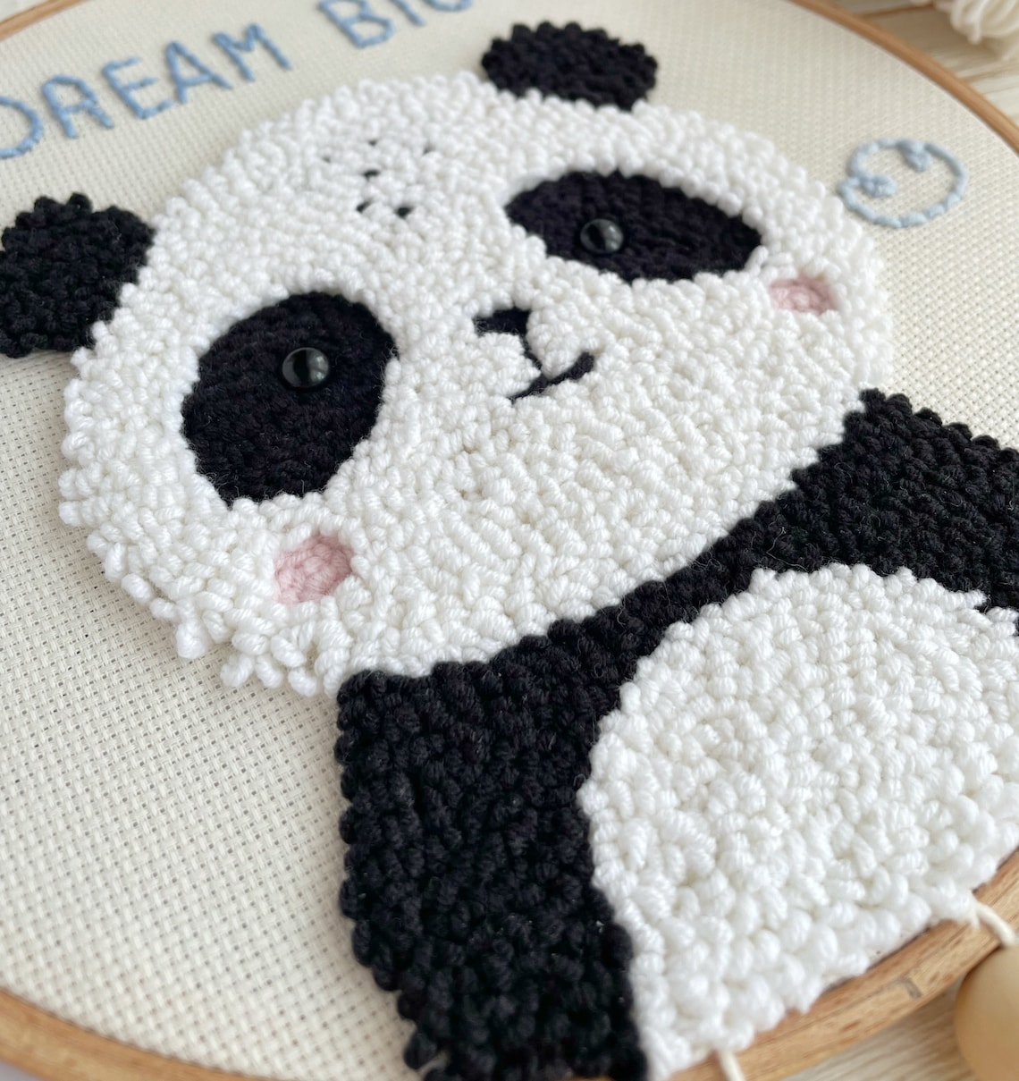 Punch Needle Pattern Panda Wall Hanging Tutorial Diy Nursery - Etsy