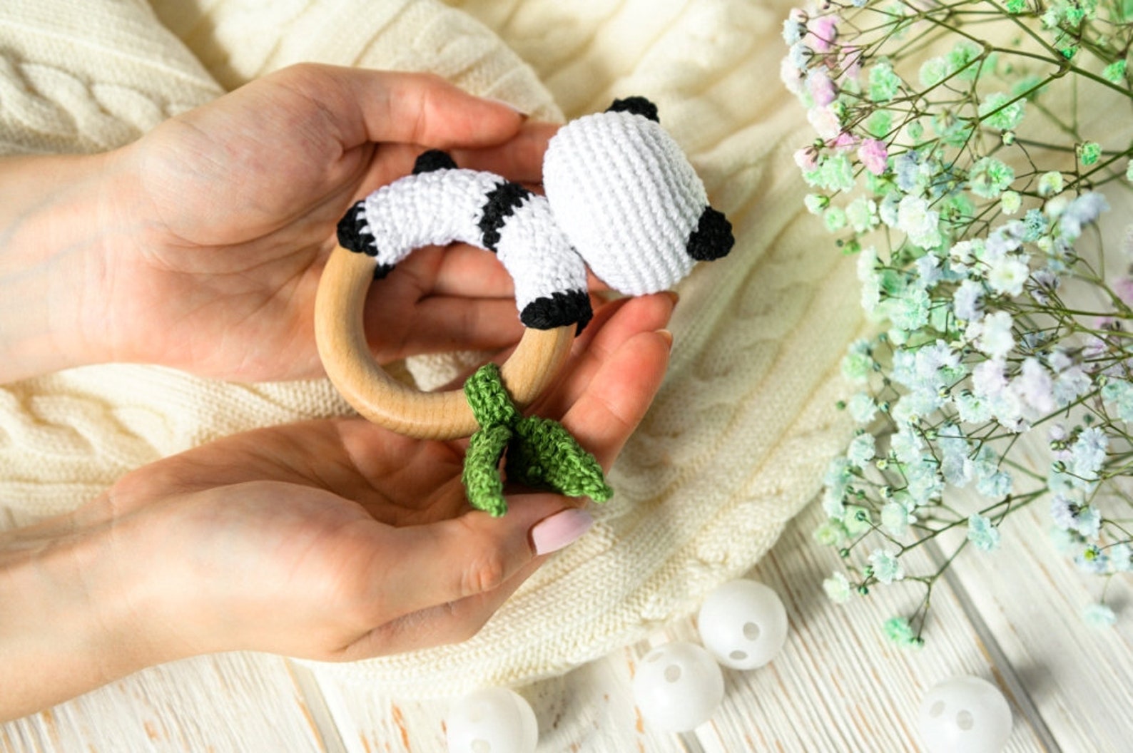 Crochet Rattle Pattern, Panda Bear Teether Tutorial, Diy Baby Teether ...