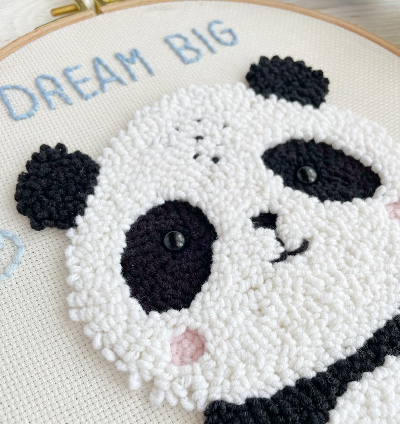 Punch Needle Pattern Panda Wall Hanging Tutorial Diy Nursery - Etsy