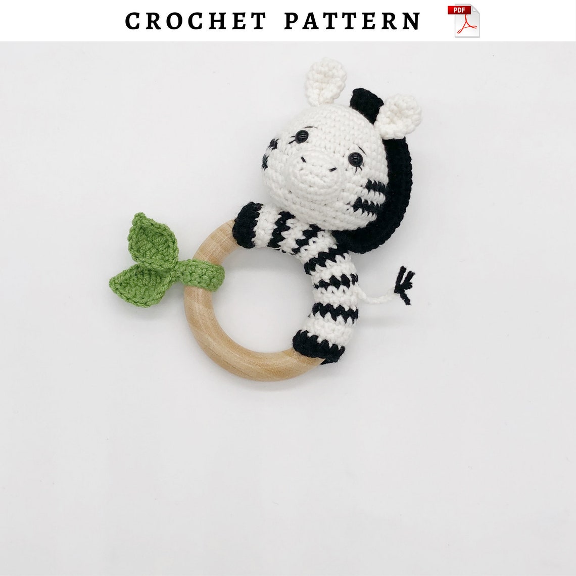 Crochet rattle pattern Zebra teether tutorial Diy baby | Etsy