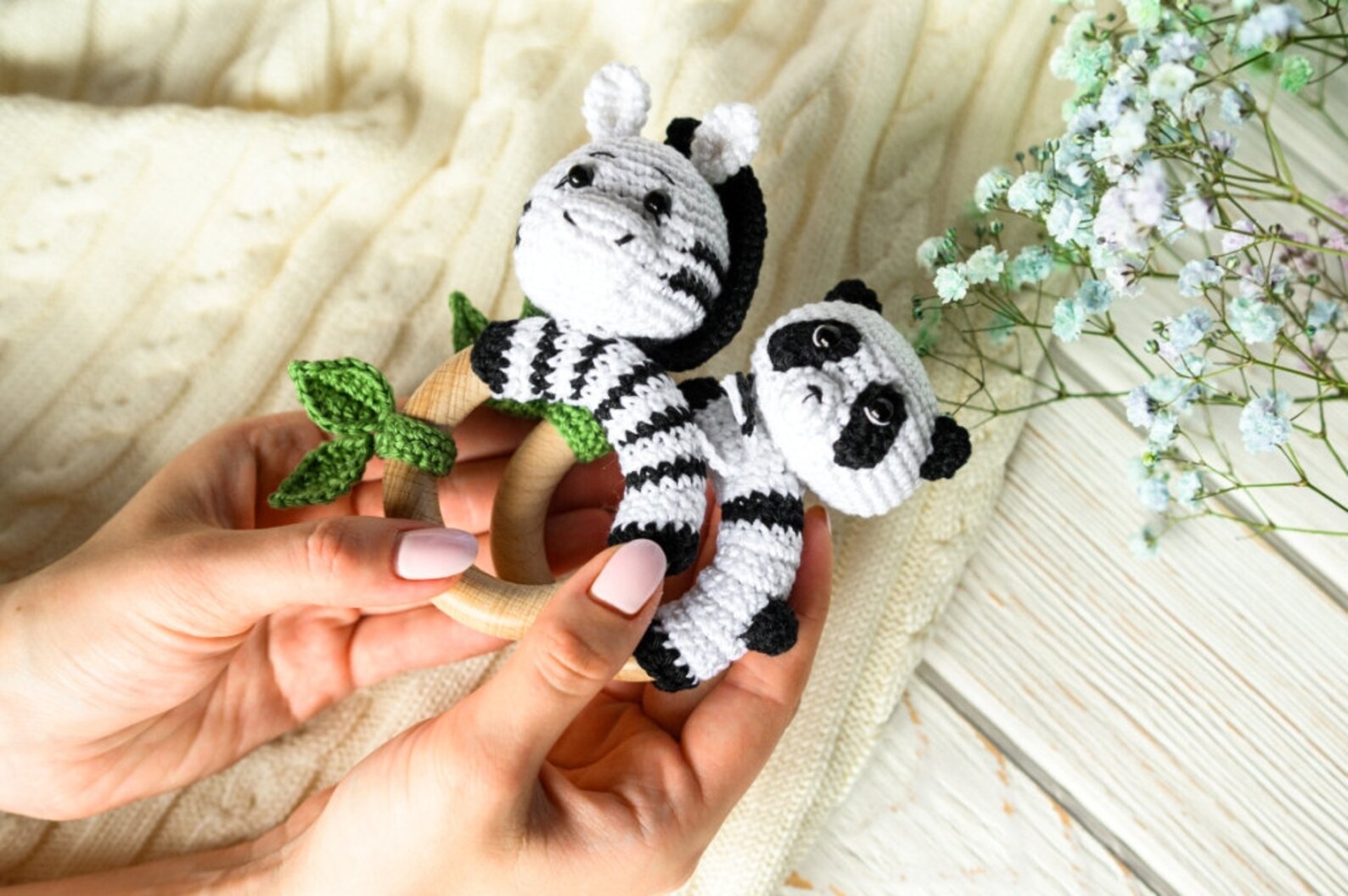 Crochet Rattle Pattern, Panda Bear Teether Tutorial, Diy Baby Teether ...