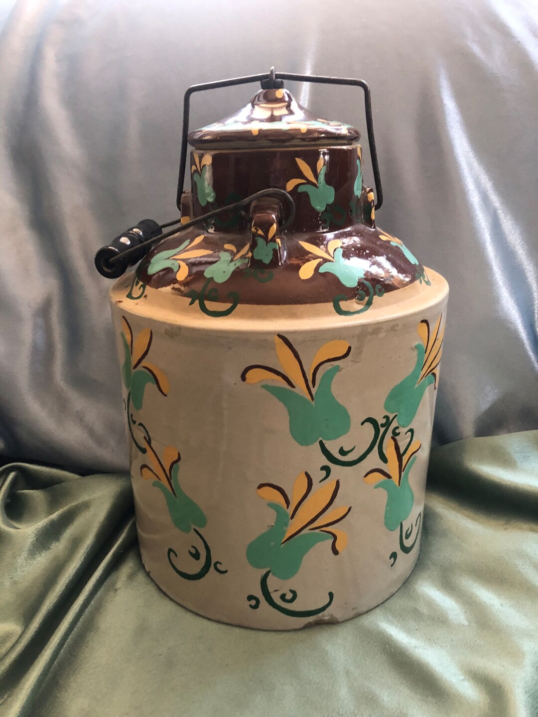 Vintage Hand Painted Crock - Etsy